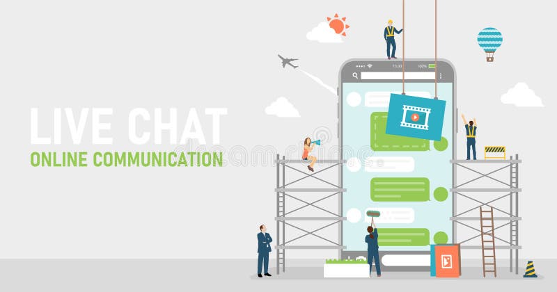 Mobile Chat Apps Concept Vector Banner Illustration Stock Vector ...