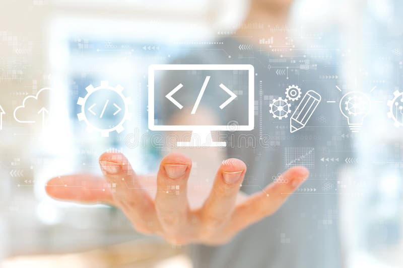 Web Development Concept with a Laptop Computer Stock Photo - Image of ...