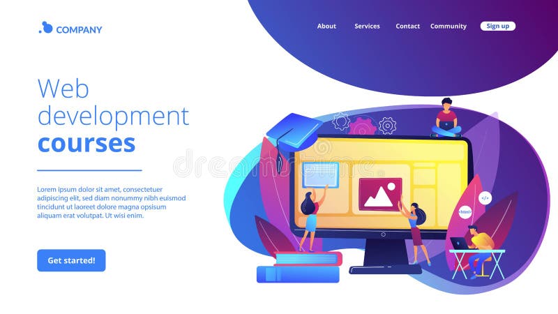 Web Development Courses Concept Landing Page Stock Vector ...