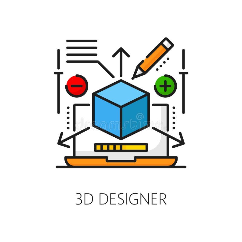 Web Development, 3d Designer Job Linear Icon Stock Vector ...