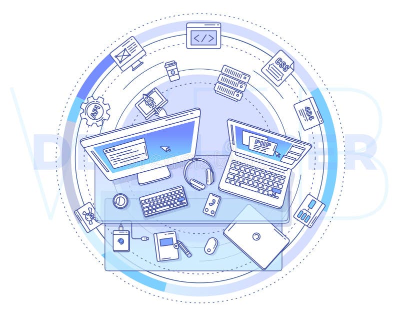 Web Development - Detailed Illustration for an Advertising Poster ...