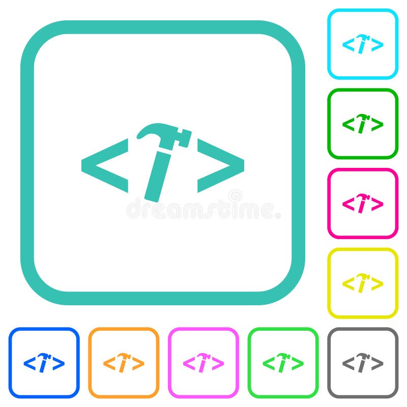 Web Development with Hammer Vivid Colored Flat Icons Stock Illustration ...