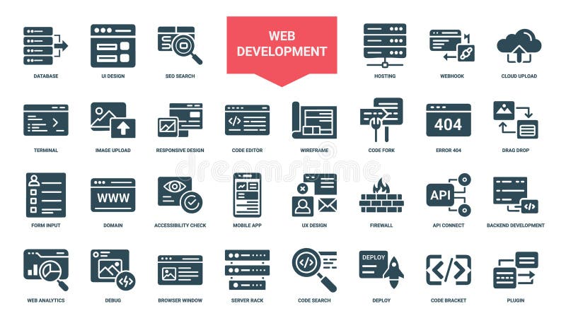 Set of 50 SEO and Development Web Icons in Line Style. Contact, Target ...