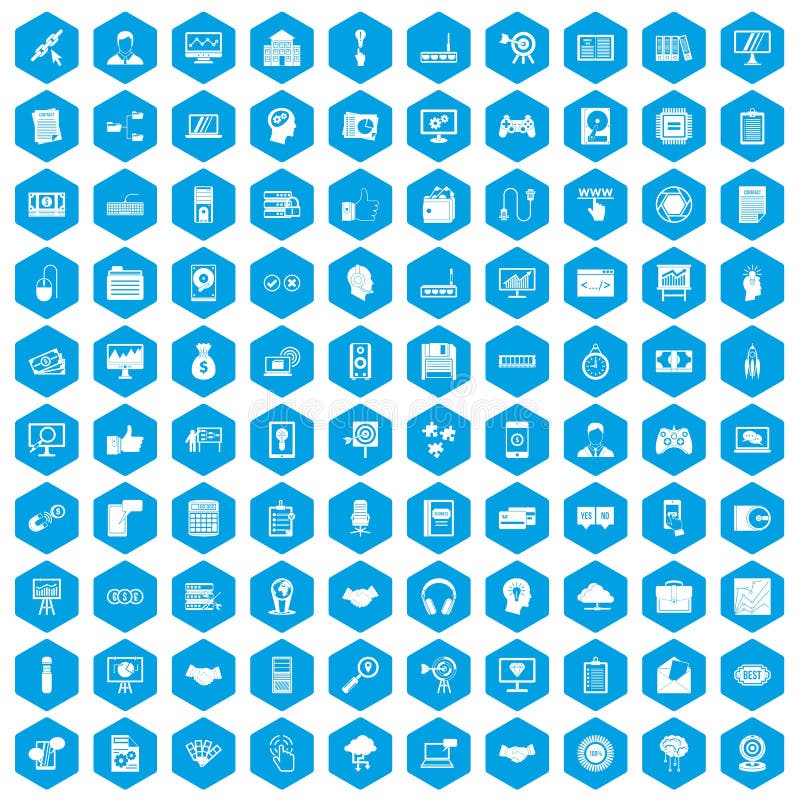100 Web Development Icons Set Blue Stock Vector - Illustration of ...