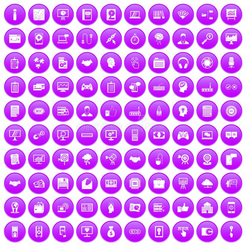 100 Web Development Icons Set Purple Stock Vector - Illustration of ...