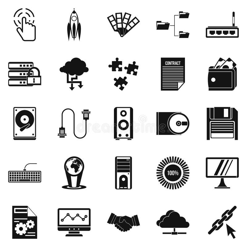Web Development Icons Set, Simple Style Stock Vector - Illustration of ...