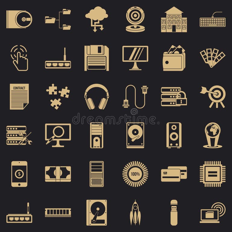 Web Development Icons Set, Simple Style Stock Vector - Illustration of ...