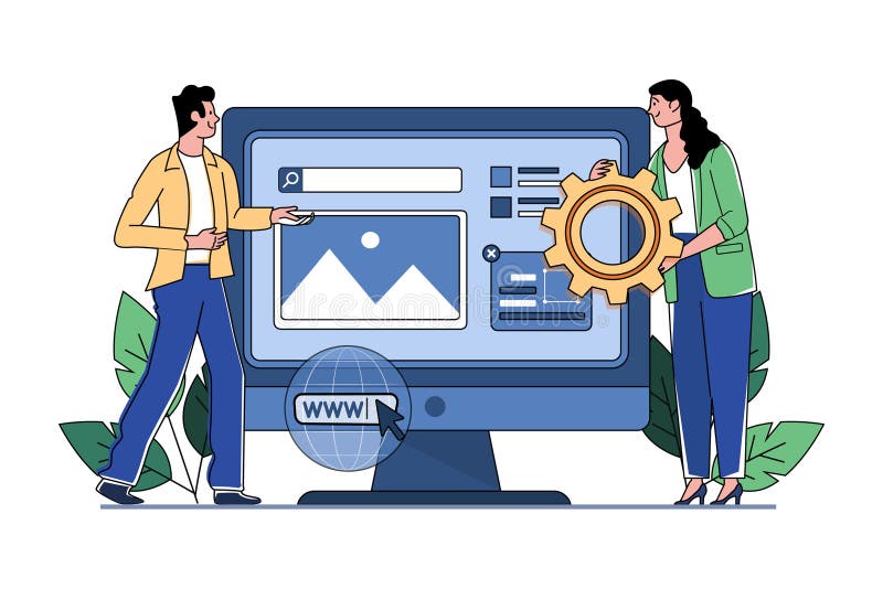 Web Development Illustration Concept on White Background Stock Vector ...