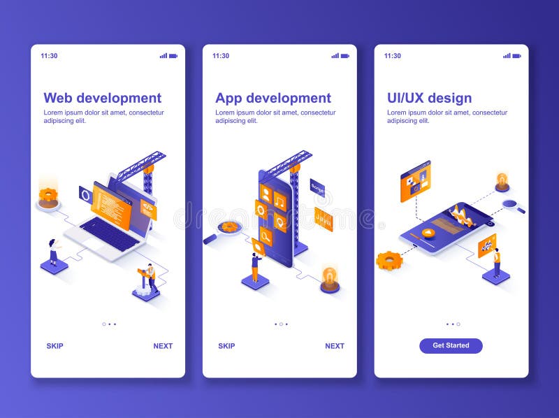 Web Development Isometric GUI Design Kit Stock Illustration ...