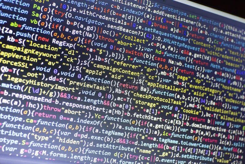 Minificated Javascript Code Computer Programming Source Code Abstract Screen Of Web Developer