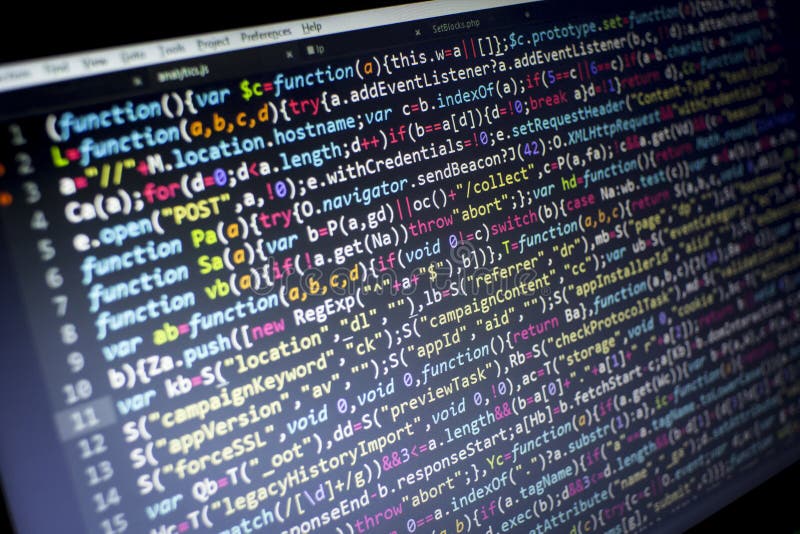 Minificated Javascript Code Computer Programming Source Code Abstract Screen Of Web Developer