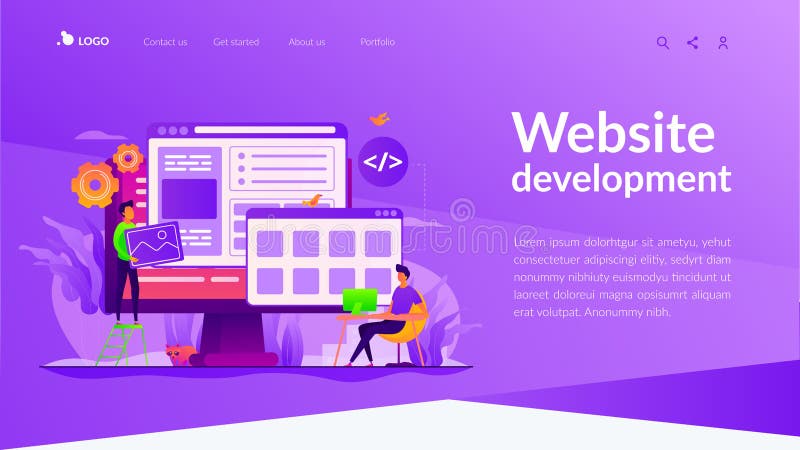 Web Development Landing Page Template Stock Vector - Illustration of ...