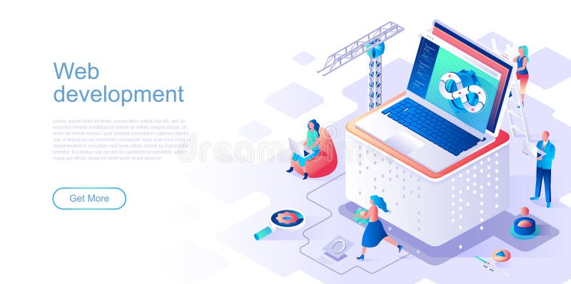 Web Development Landing Page Vector Template. Program Usability and ...