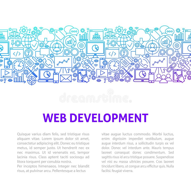 Web Development Line Design Template Stock Vector - Illustration of ...