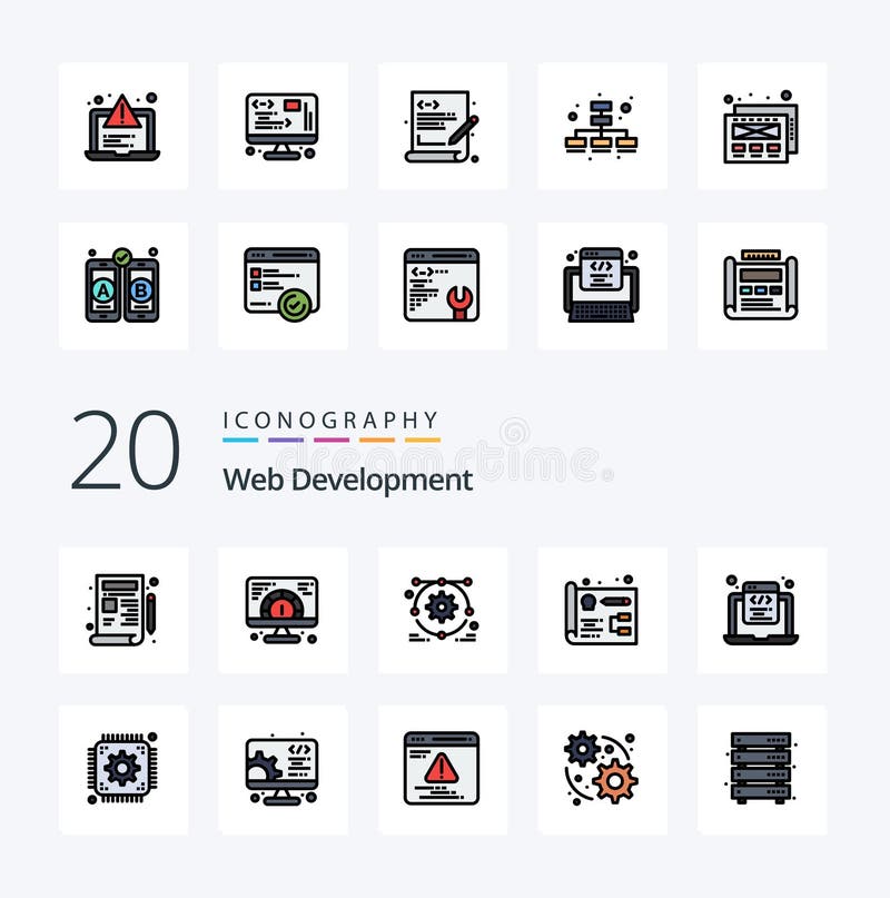 20 Web Development Line Filled Color Icon Pack Like Programming Html Development Coding