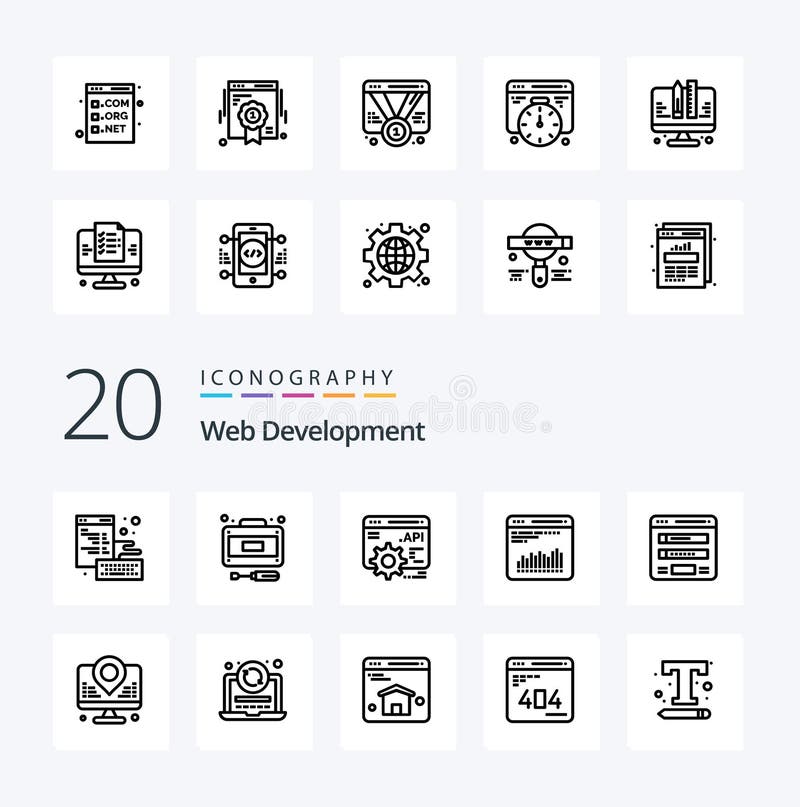 20 Web Development Line Icon Pack Like Login Flowchart Api Diagnostic ...