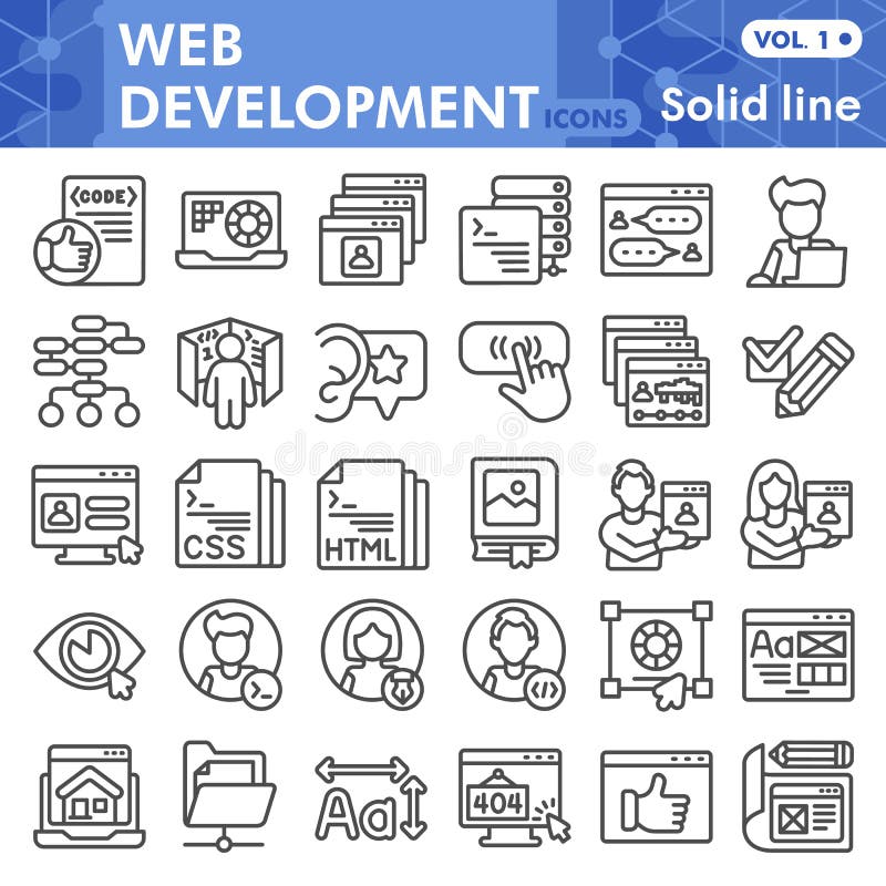 Seo and Development Line Icon Set, Computing Symbols Collection, Vector Sketches, Logo ...