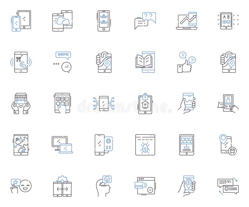 Web Development Line Icons Collection Html Css Javascript Ui Ux Responsive Mobile Vector