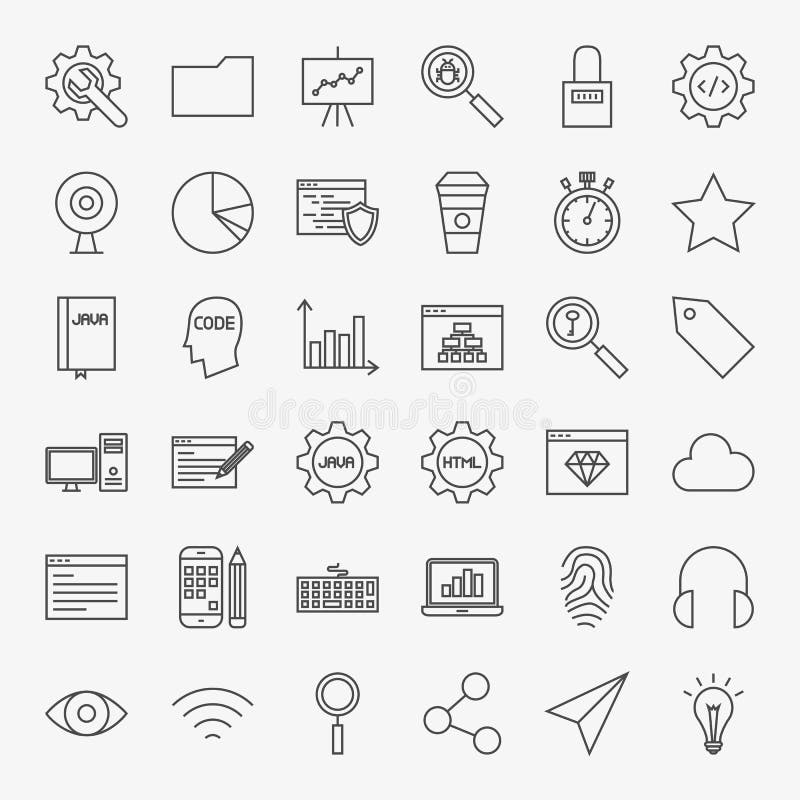 Web Development Line Icons Set Stock Vector - Illustration of coding ... Web Development Line Icons Set Stock Vector - Illustration of coding ...