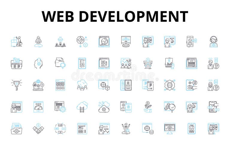 Web Development Linear Icons Set. HTML, CSS, JavaScript, PHP, Python, Ruby, TypeScript Vector ...