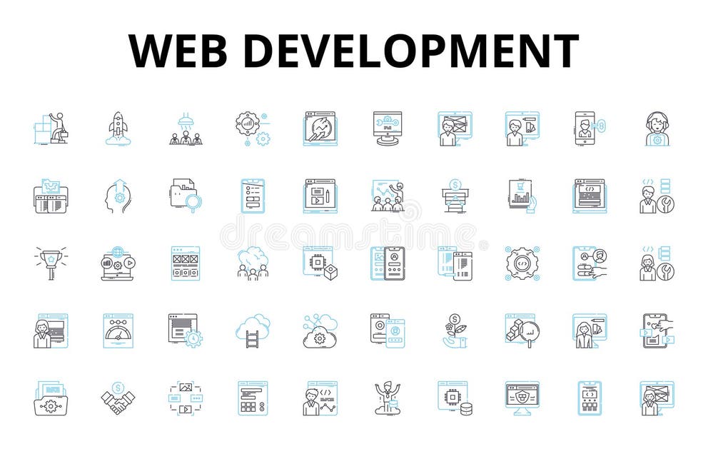 Web Development Linear Icons Set. HTML, CSS, JavaScript, PHP, Python ...