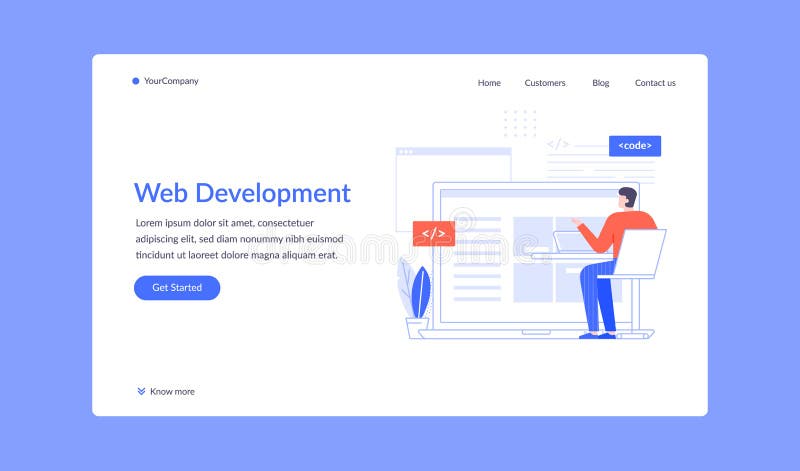 Web Development, Man Coding and Write Script Stock Vector ...