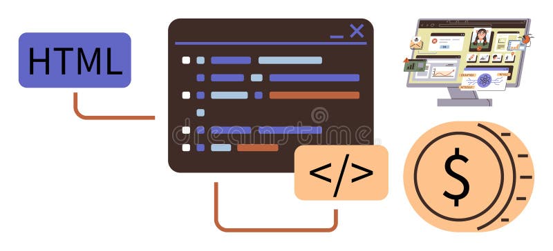 Web Development and Monetization Process with Code, HTML, and Revenue ...