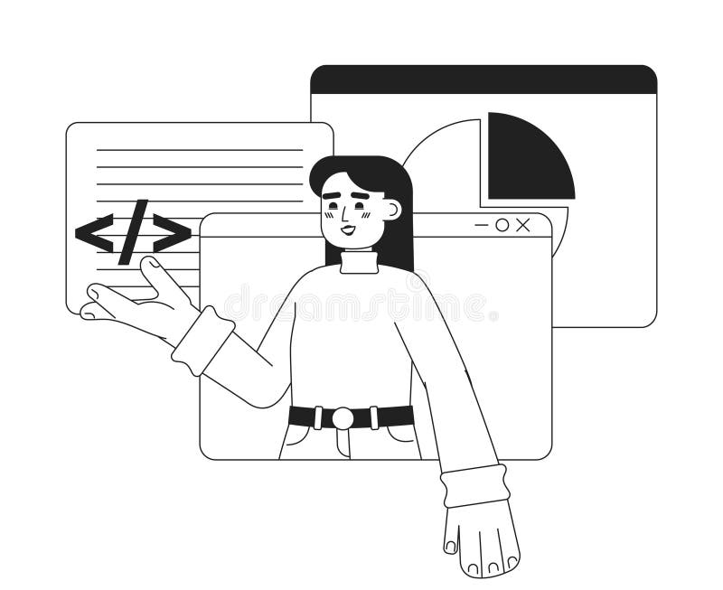 Web Development Online Courses Black and White Concept Vector Spot ...