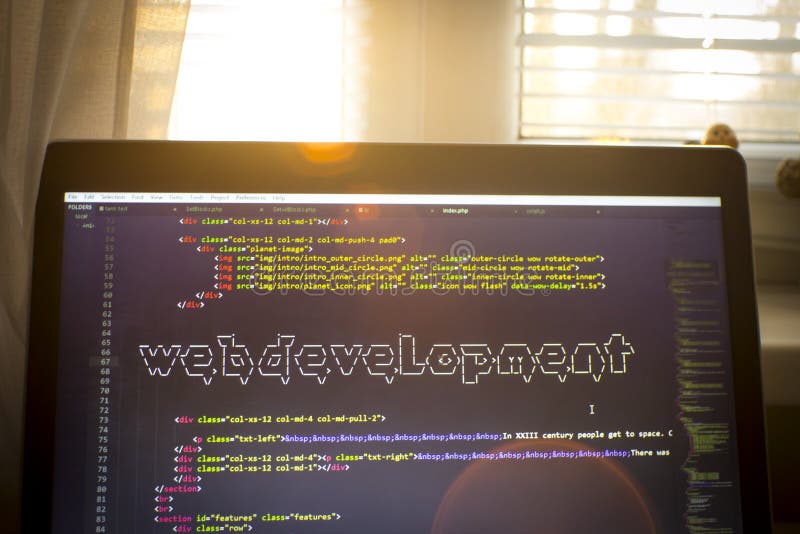 Web Development Phrase Ascii Art Inside Real Html Code Stock Image Image Of Coding Concept