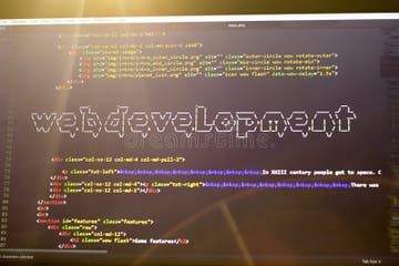 Web Development Phrase ASCII Art Inside Real HTML Code Stock Image - Image of design, glowing ...