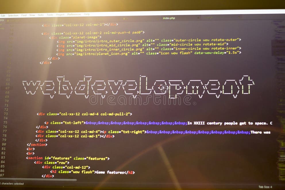 Web Development Phrase ASCII Art Inside Real HTML Code Stock Image ...