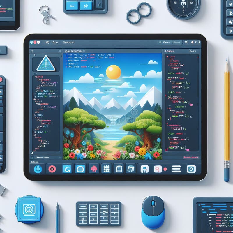 Web Development Platform Interface with Code Editor, Preview in Stock ...