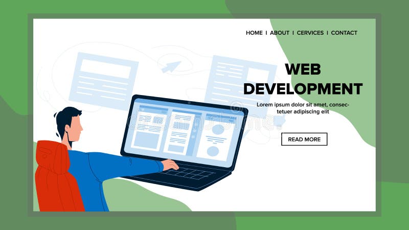 Web Development Programmer Man Occupation Vector Illustration Stock ...
