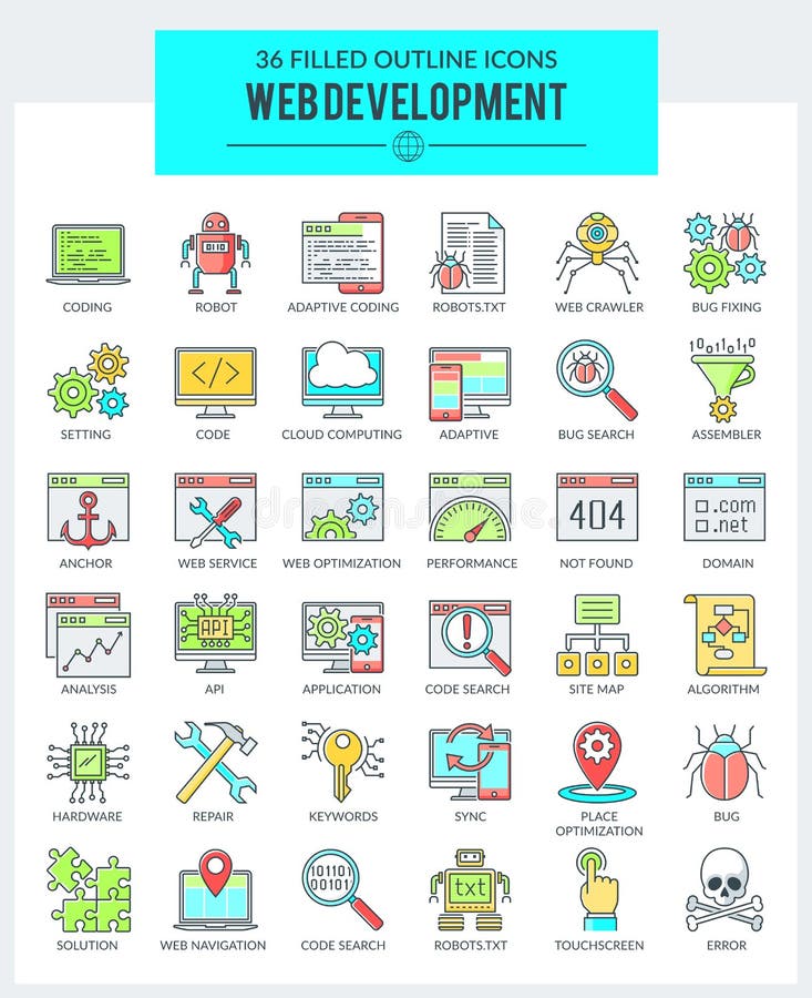 Web Development And Programming Icons Stock Vector Illustration Of