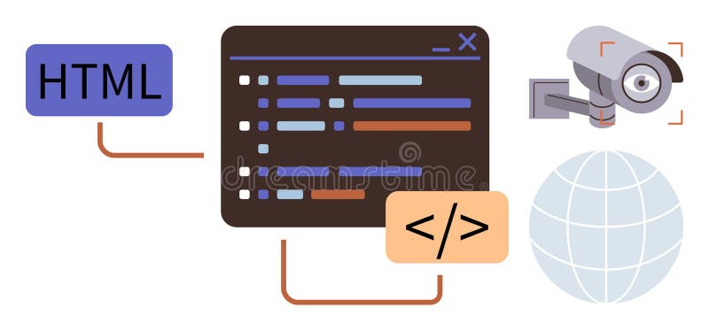 Web Development and Security Interface with Surveillance and Global Connectivity Stock ...