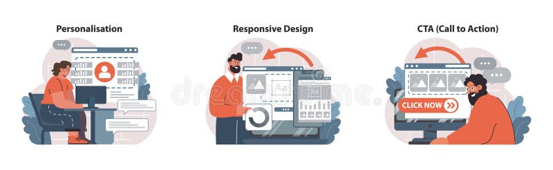 Web Development Set. Flat Vector Illustration Stock Illustration ...