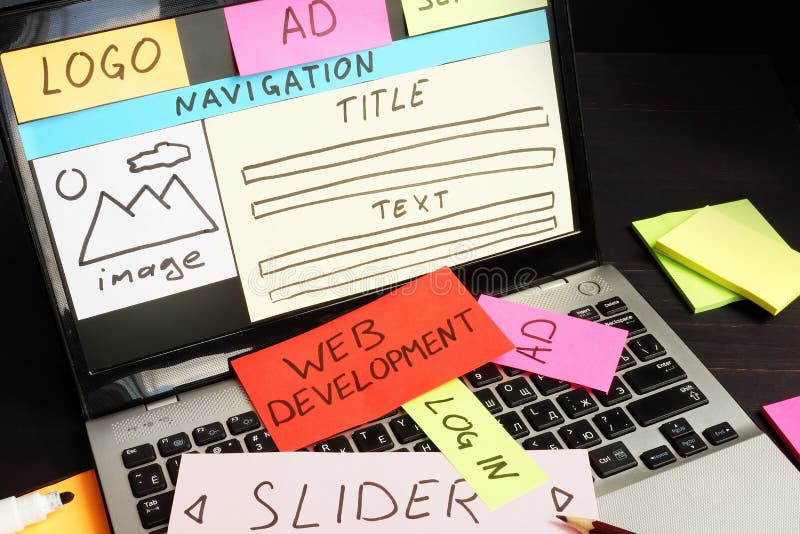 Web Development Sign with Sketch Parts of Site Stock Image - Image of ...