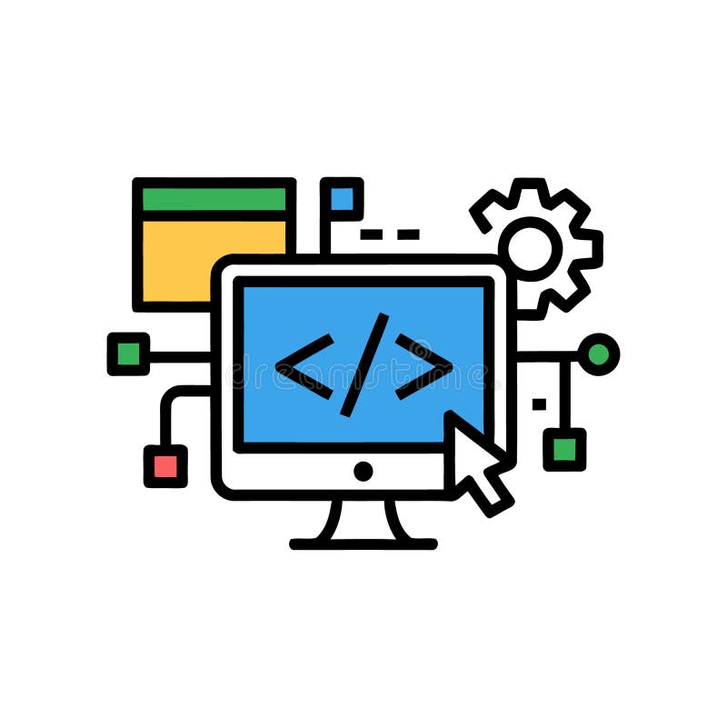 Web Development and Software Engineering Icon Stock Vector ...