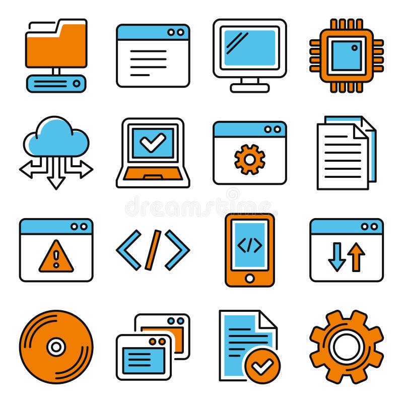 Web Development and Software Programming Icons Set. Vector Stock Vector ... Web Development and Software Programming Icons Set. Vector Stock Vector ...