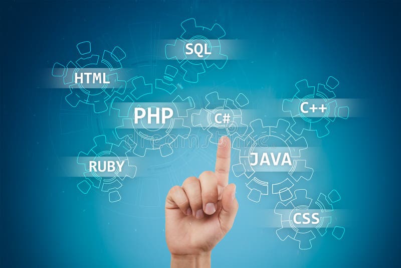 Web Development Tools Concept On Virtual Screen Programming Language And Scripts Php Sql