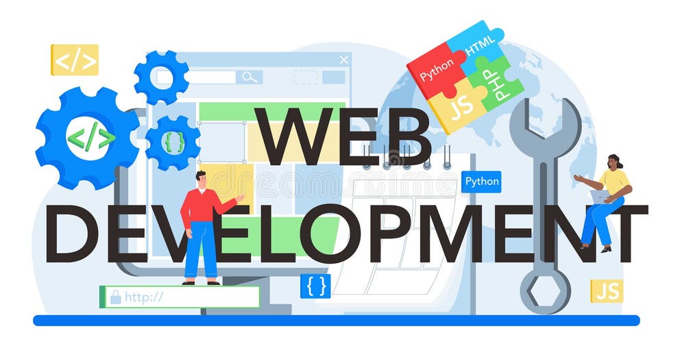 Web Development Typographic Header. Website Optimization and Web Page ...