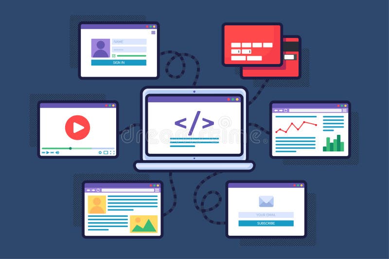 Web Development Vector Illustration. Coding Vector Concept Stock ...