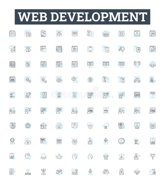 Web Development Vector Line Icons Set. Web, Development, HTML, CSS, JavaScript, AJAX, PHP ...