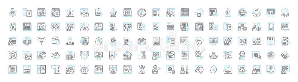Web Development Vector Line Icons Set. Web, Development, HTML, CSS, JavaScript, AJAX, PHP ...
