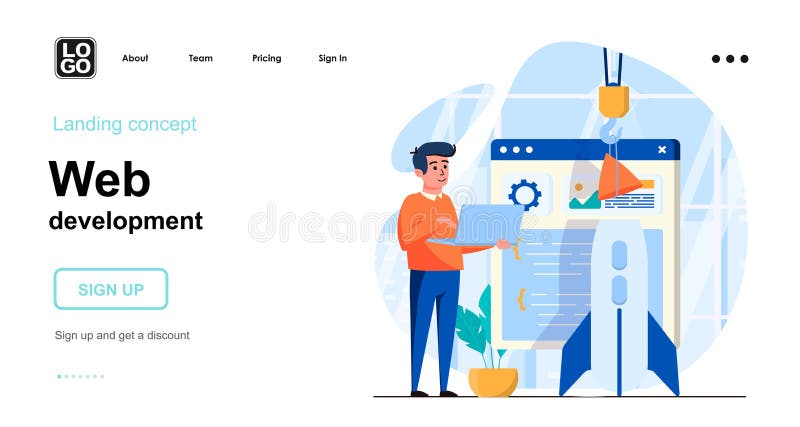 Web Development Web Concept. Developer Creates Page Layout Stock Vector ...