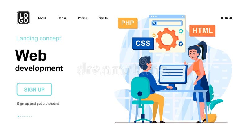 Programmers at Work Concept, Software Development with Characters Flat Vector Illustration Stock ...