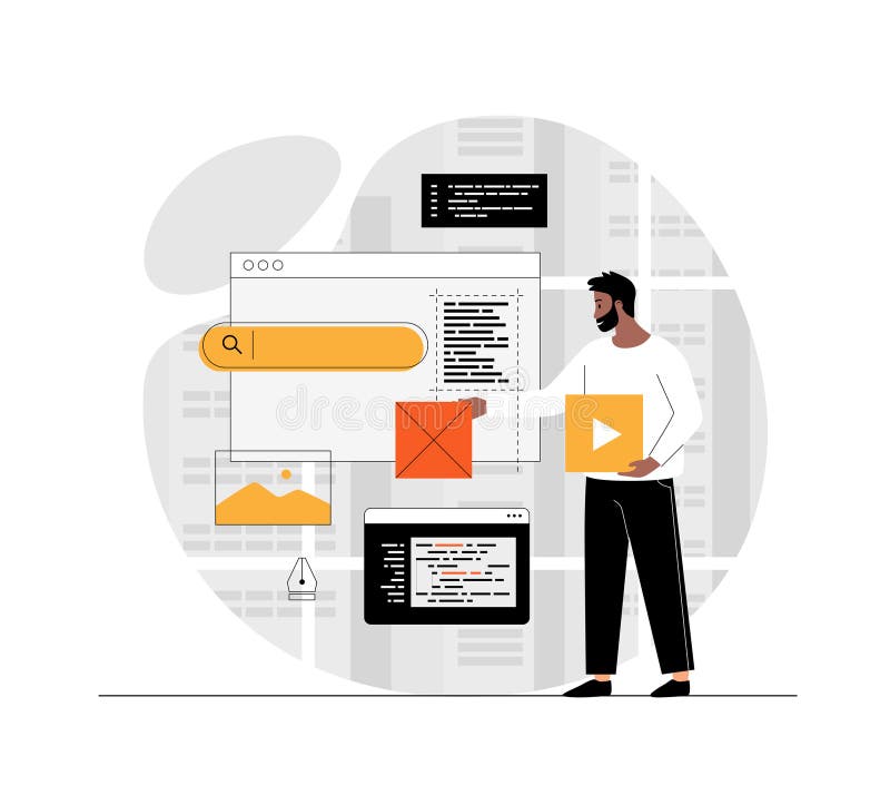 Web Development, Web Design Concept. Developer Brainstorming UI and UX Designs for Webpage User ...