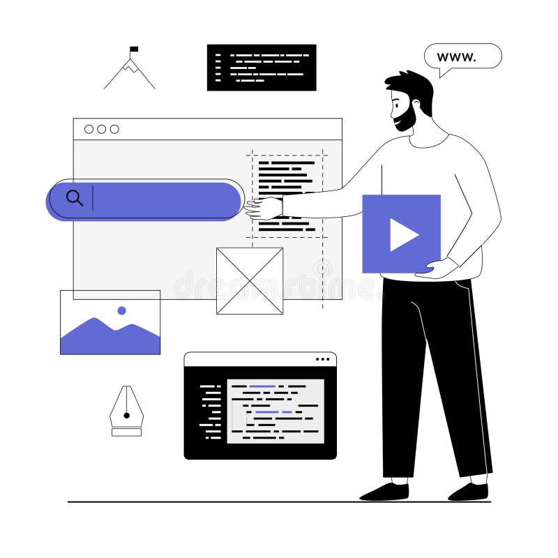 Web Development, Web Design Concept. Developer Brainstorming UI and UX Designs for Webpage User ...