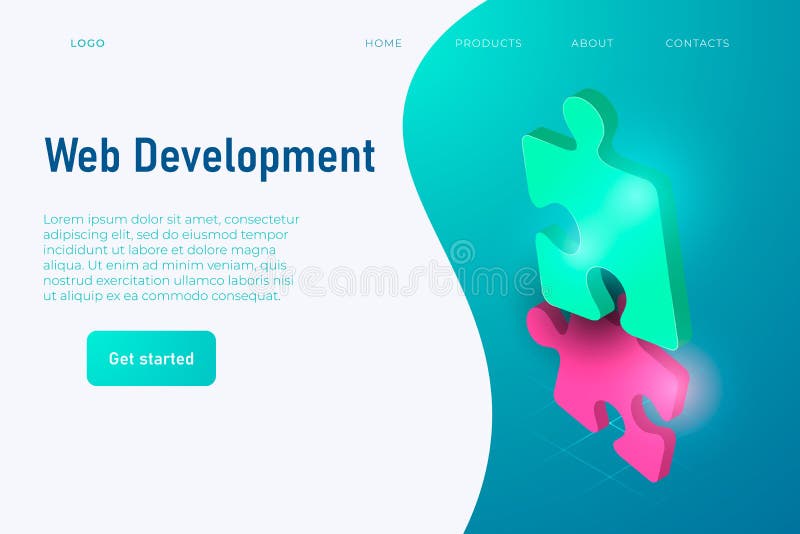 Web Development Website Header Template in Light Green Tones, 3d ...