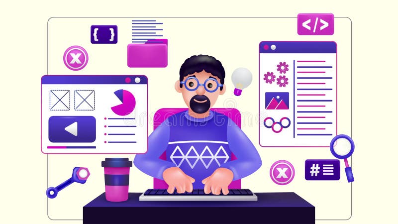 Web Development Work, Programmer Techniques and Website Coding on Augmented Reality Interface ...
